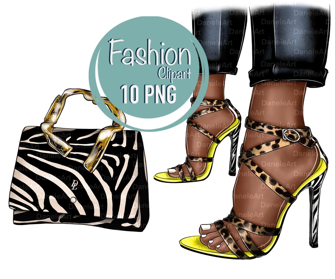 Fashion Clipart Set Bag, Shoes, Backpack, Purse, Designer Illustration ...