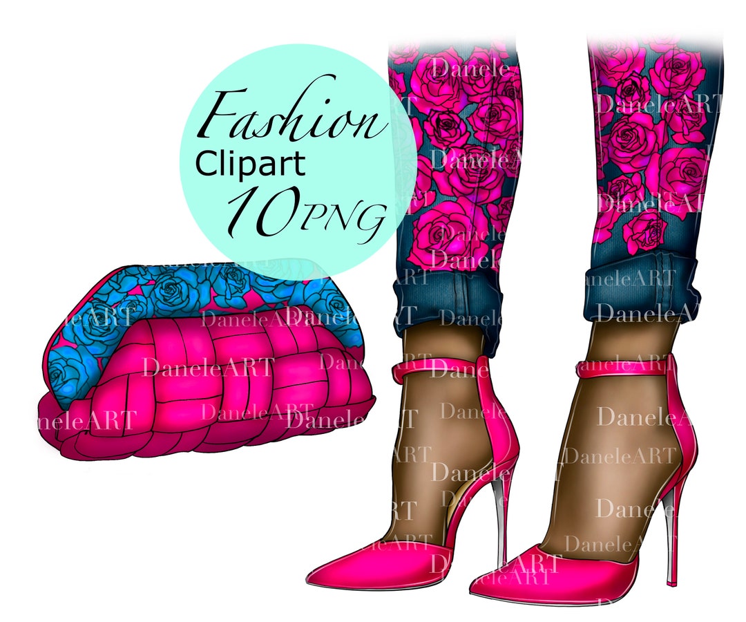 Fashion Bag and High Heel Shoes Clipart, Fashion PNG, Purse, Handbag ...