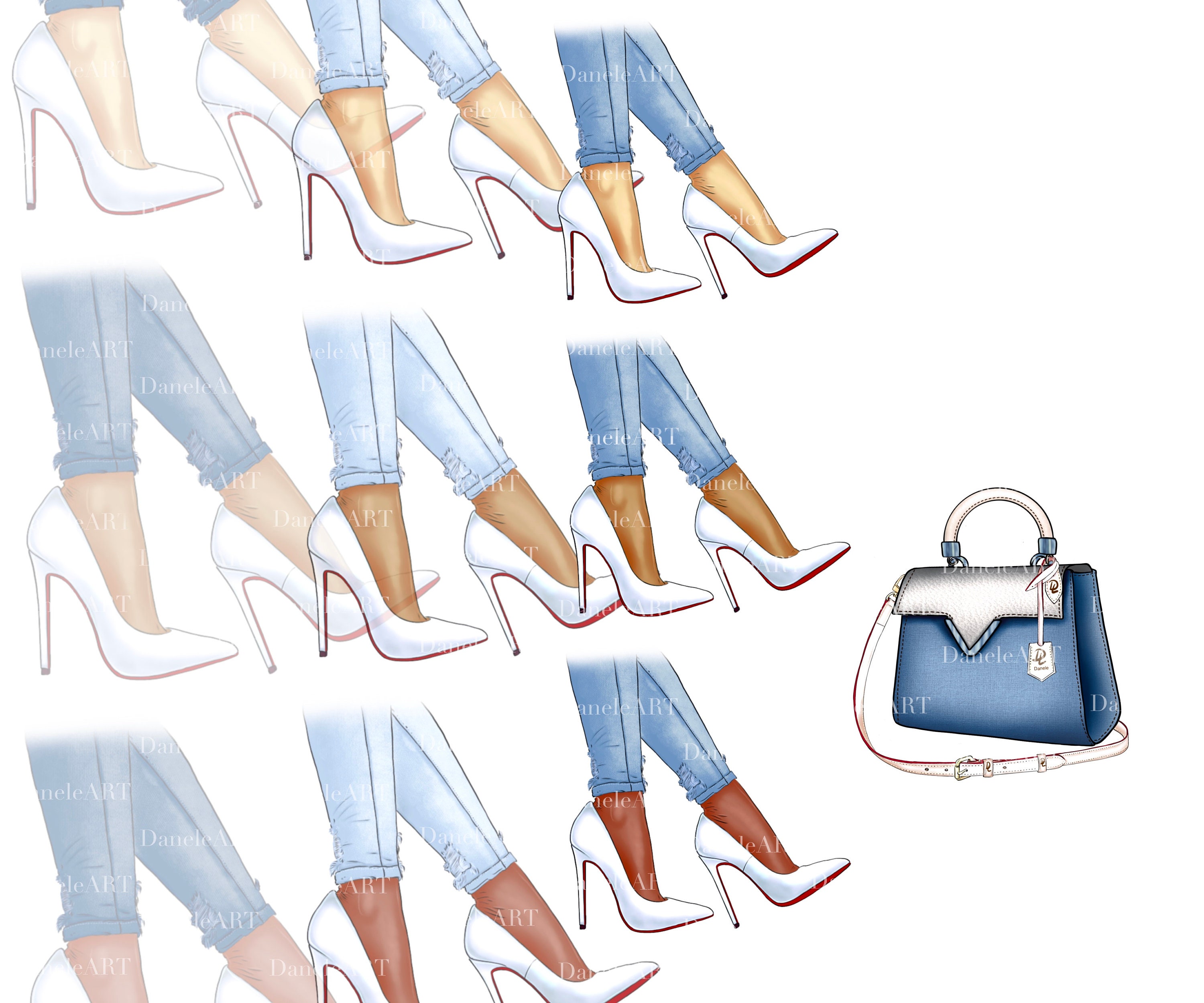 Fashion Clipart Set - Bag, Shoes, Backpack, Purse, Designer ...