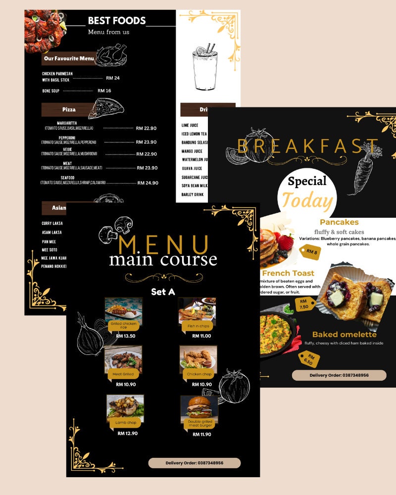 Restaurant Menu Template/foods/drinks/main Course Menu/breakfast/asian ...