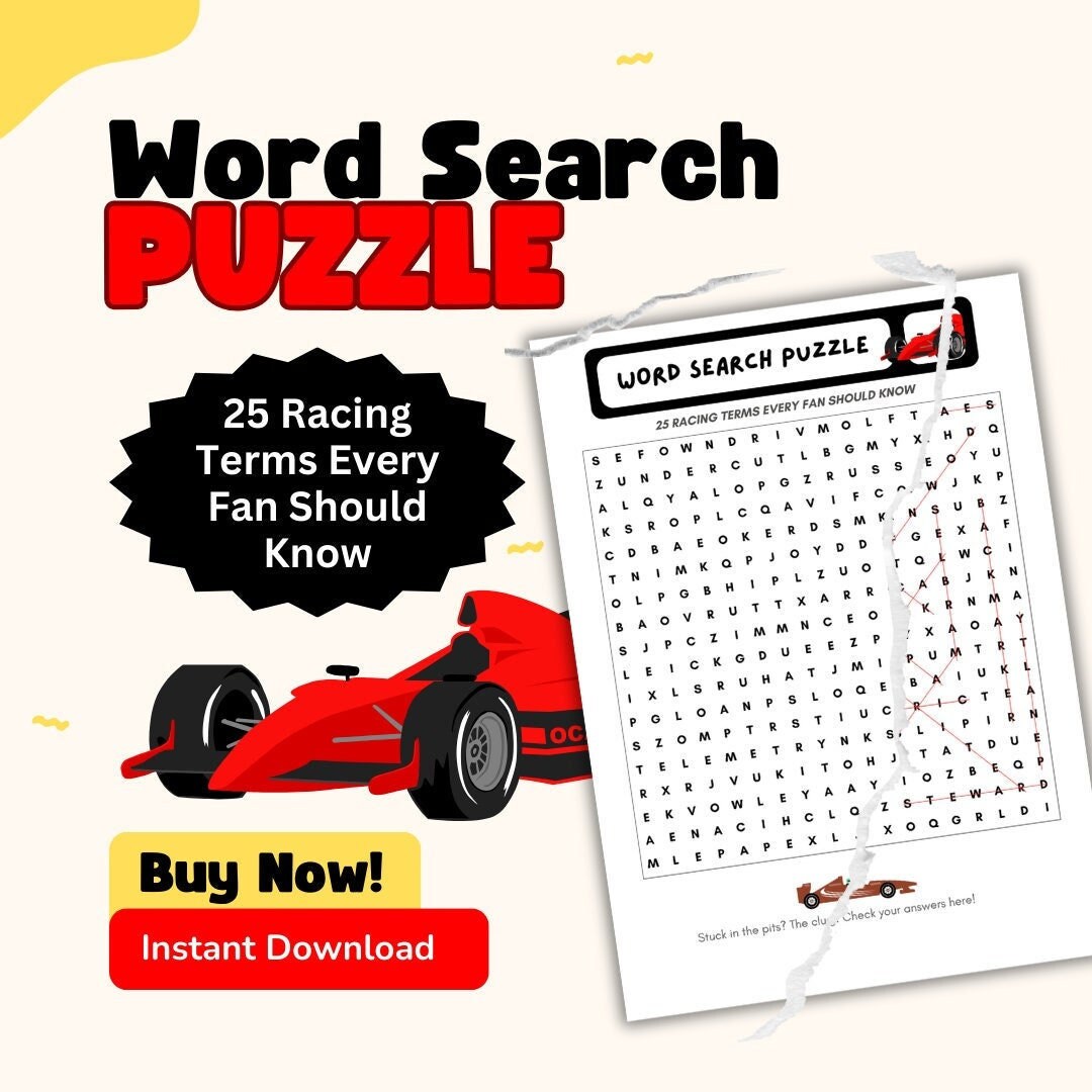 Printable Racing Word Search Puzzle 25 Racing Terms Every Fan Should ...