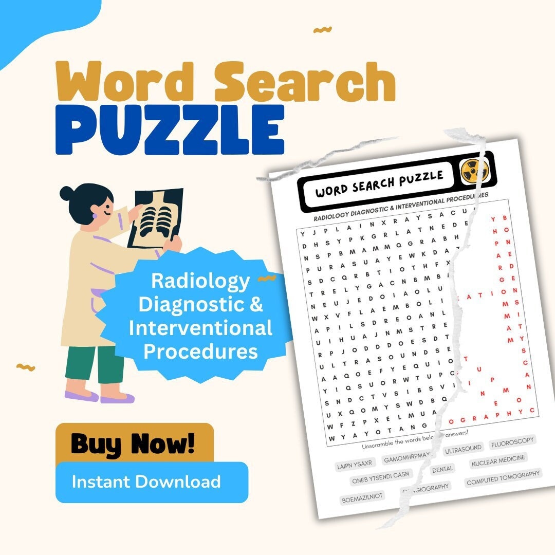 Printable Radiology Diagnostic & Interventional Procedures Word Search ...