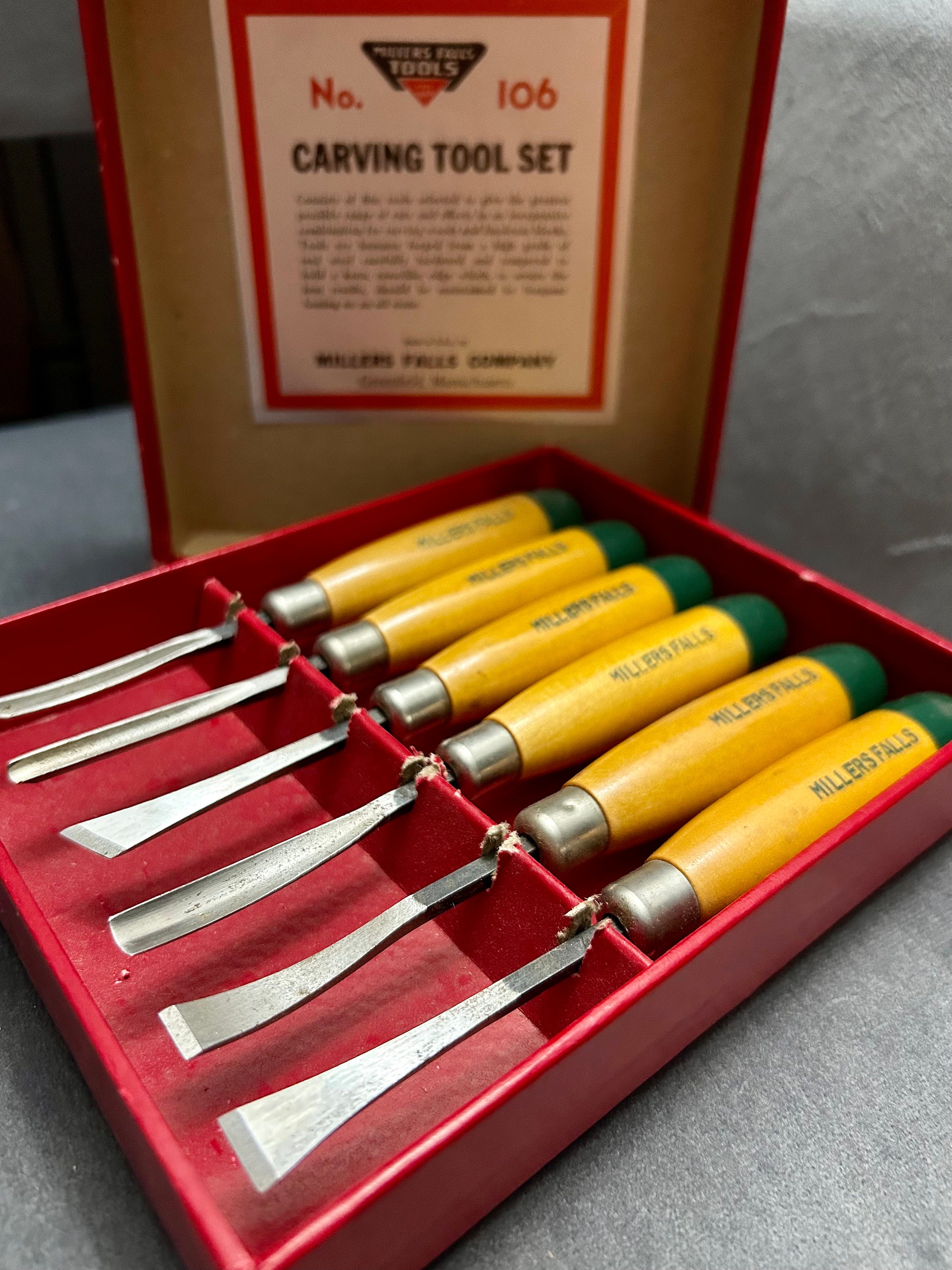 MADE in USA. Vintage MILLERS Falls Carving Tool Set No: 106. 6 ...