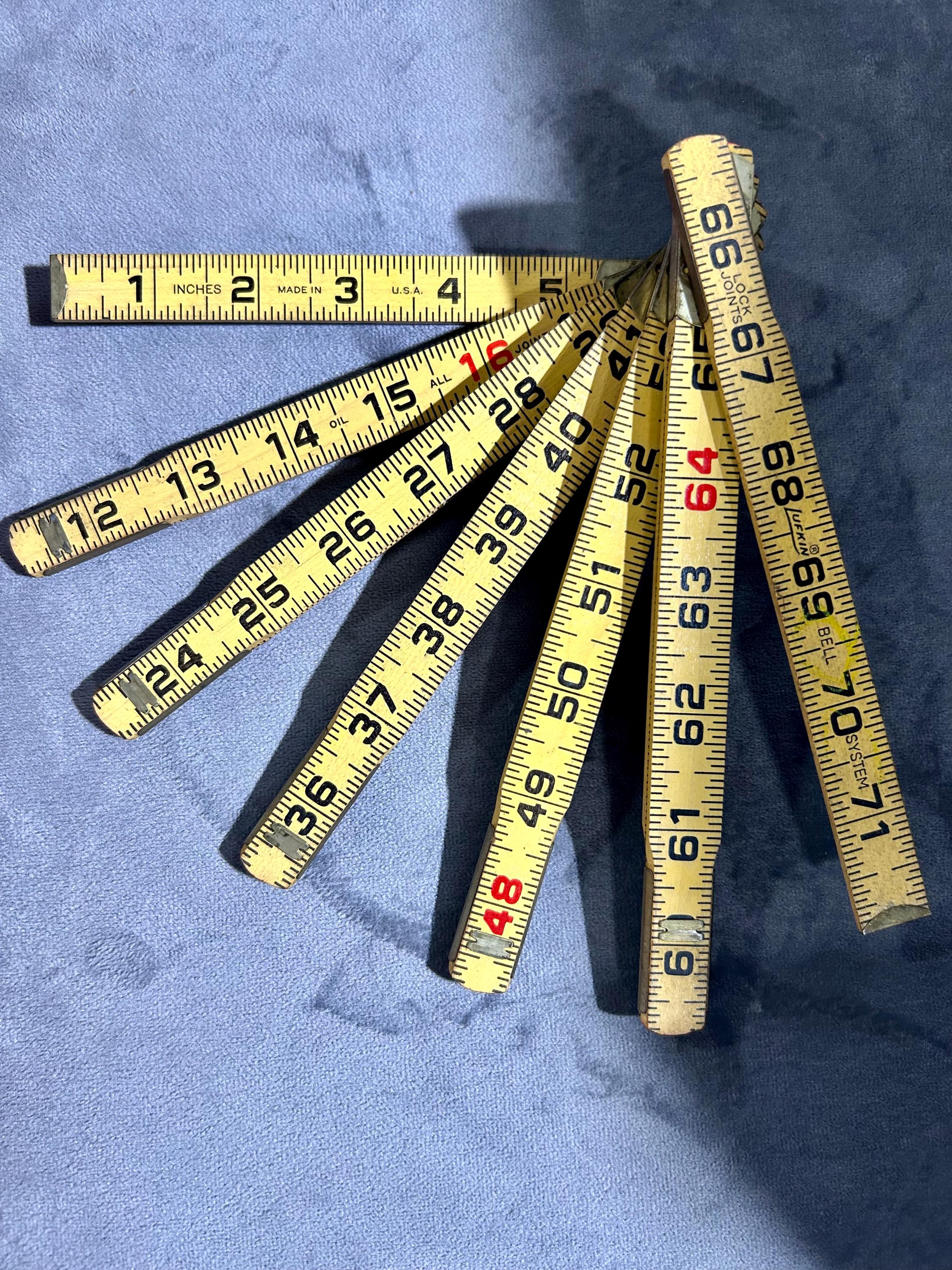 MADE in USA. Vintage LUFKIN 72" Wood Extension Rule. Lock Joints. Bell ...