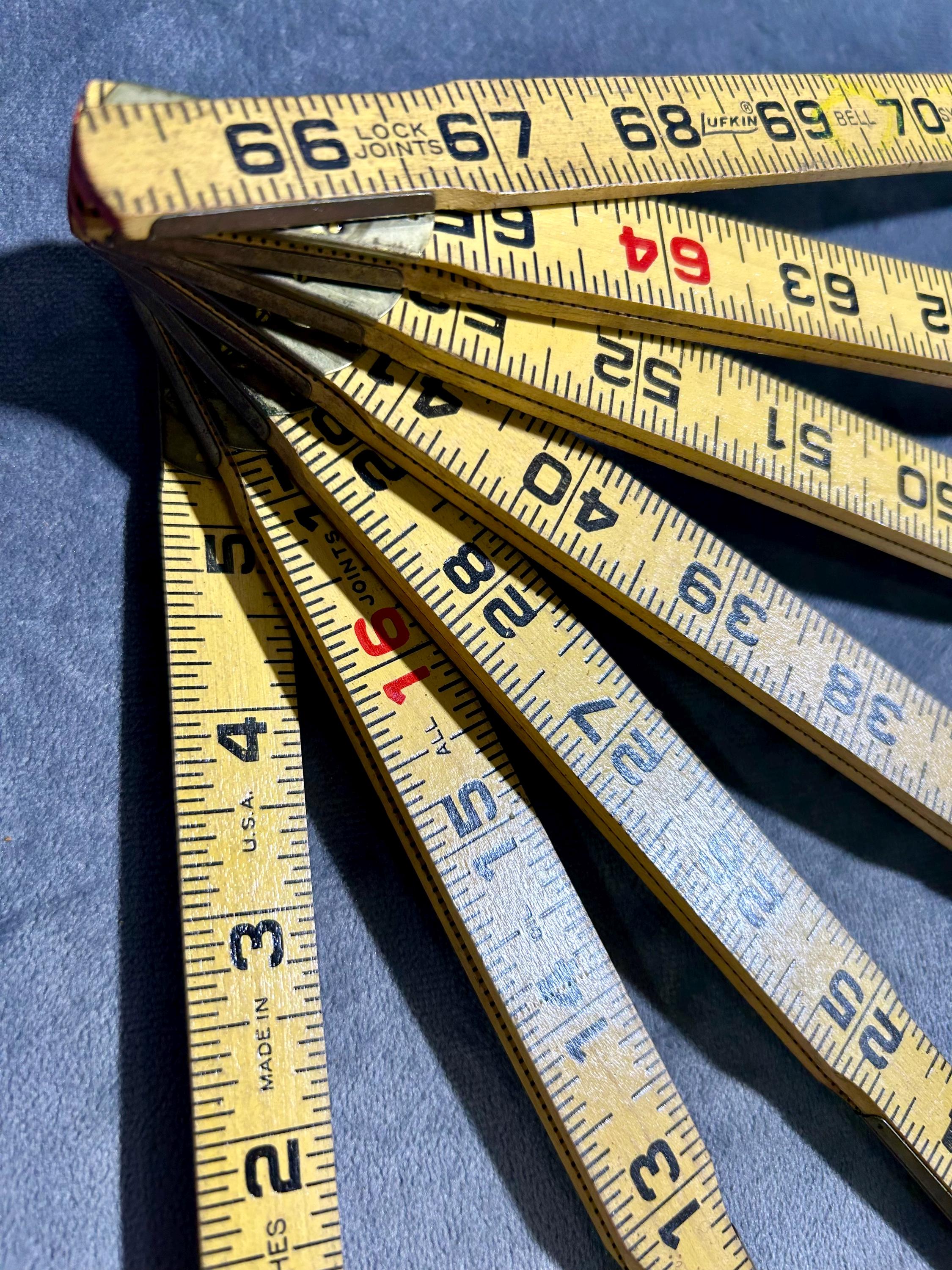 MADE in USA. Vintage LUFKIN 72" Wood Extension Rule. Lock Joints. Bell ...