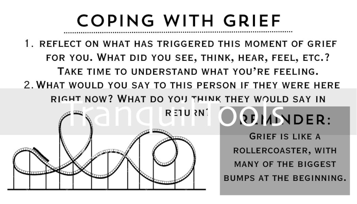 Printable Grief and Loss Coping Card, Grief Handout, Grief Coping ...