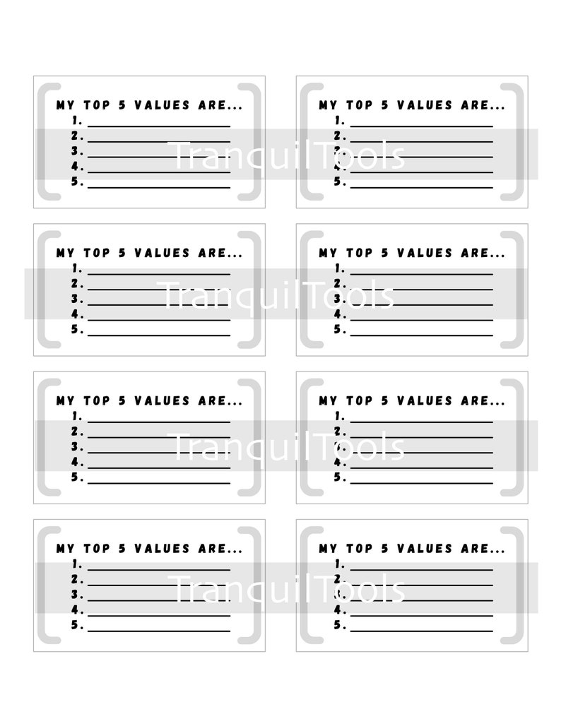 Printable Values Card PDF, Acceptance and Commitment Therapy Card, ACT ...