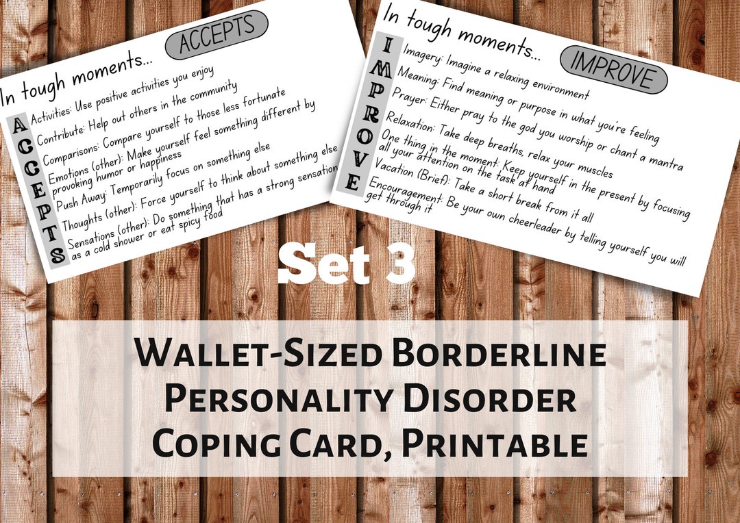 Printable Borderline Personality Disorder Coping Card, Set 3, Printable ...