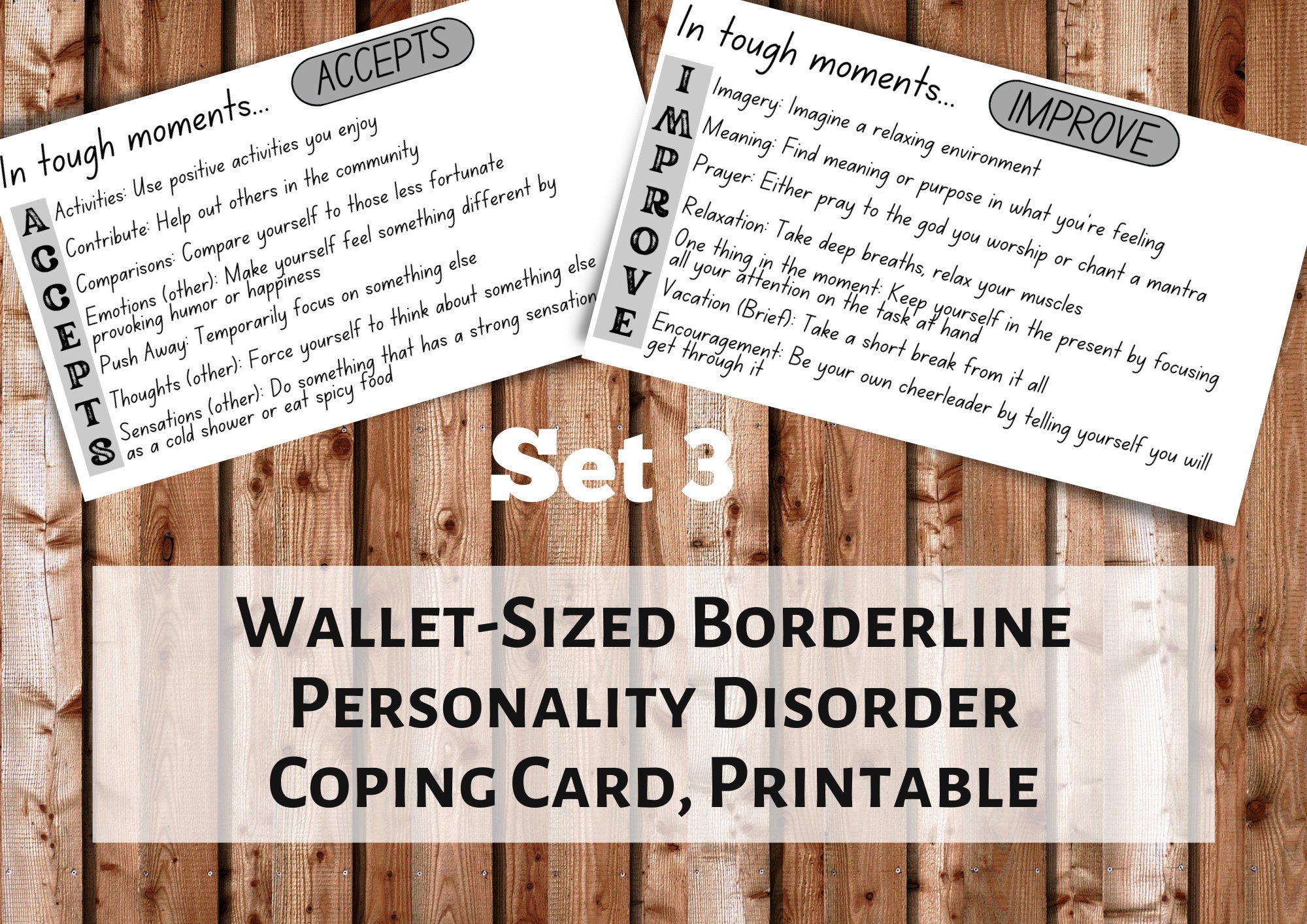 Printable Borderline Personality Disorder Coping Card, Set 3, Printable ...