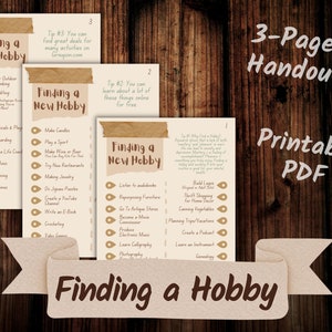Finding a New Hobby - Handout for Therapists, Counselors, or Self Help ...