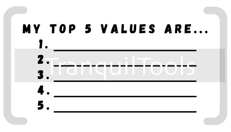 Printable Values Card PDF, Acceptance and Commitment Therapy Card, ACT ...