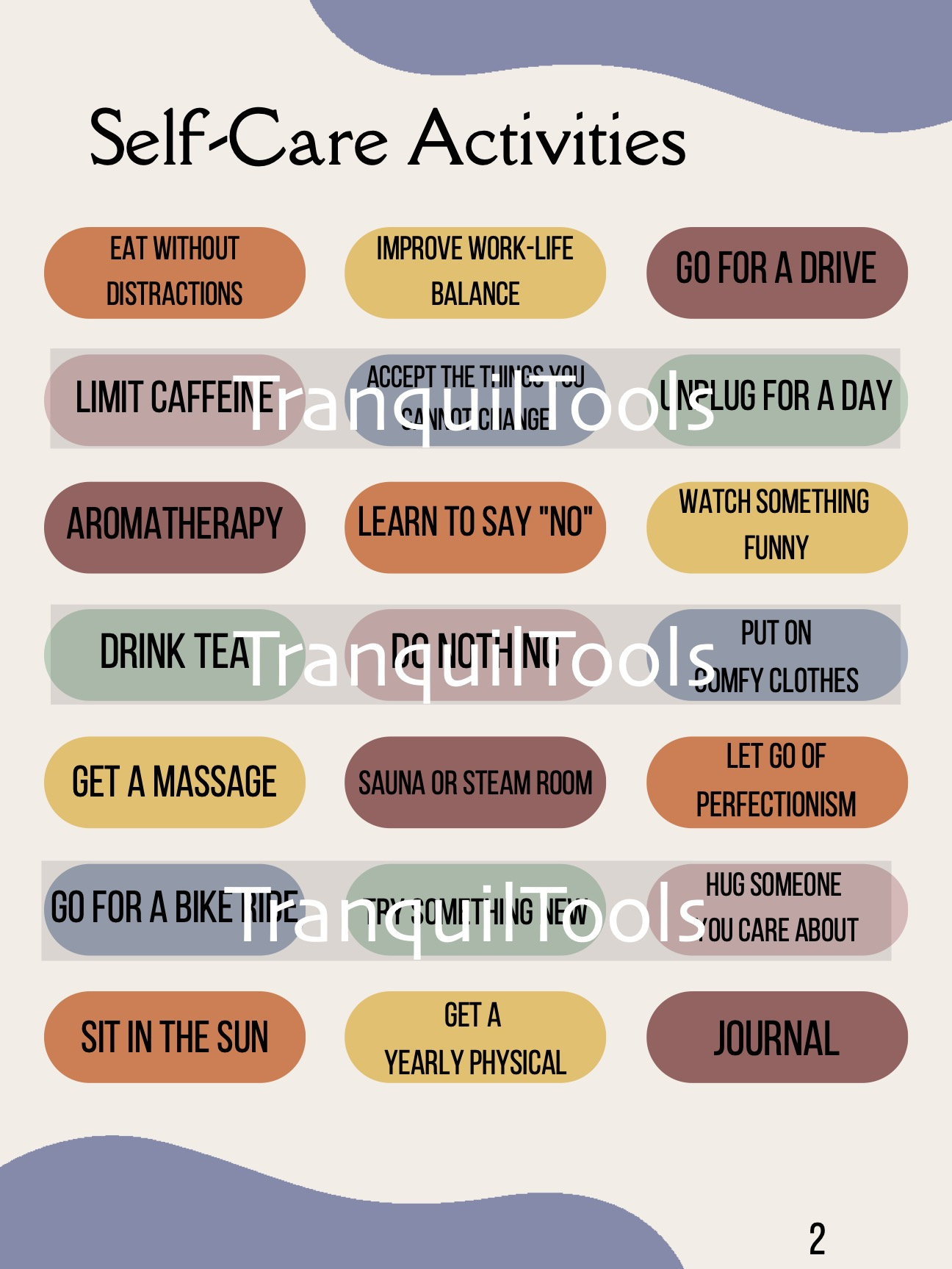 Self Care Activities Handout Mental Health Therapists, Counselors, Self ...