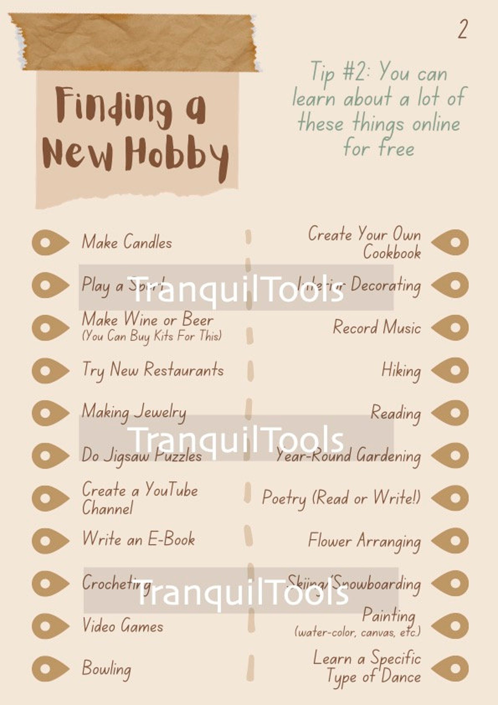 Finding a New Hobby - Handout for Therapists, Counselors, or Self Help ...