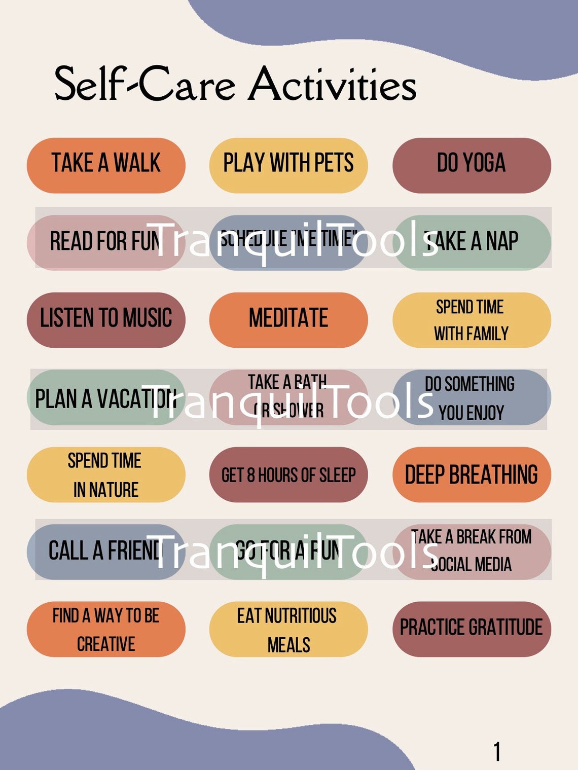 Self Care Activities Handout - Mental Health - Therapists, Counselors ...