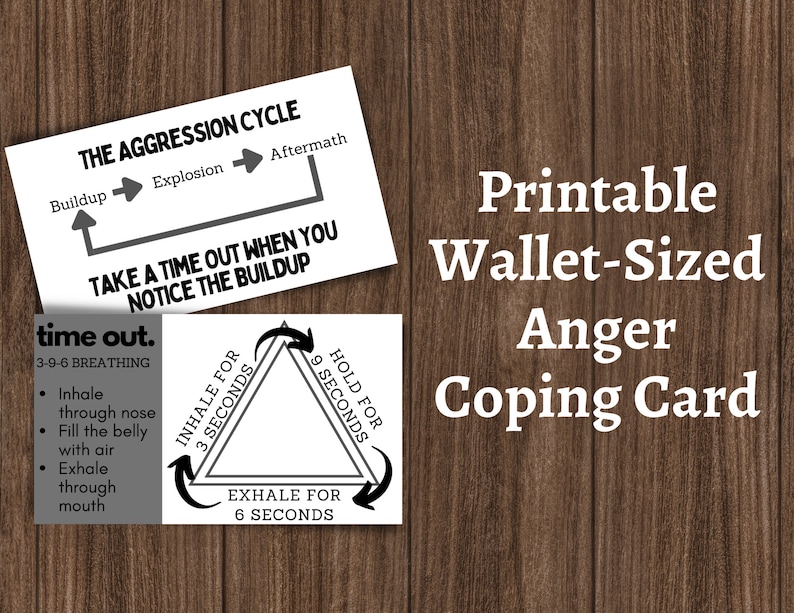 Printable Anger Management Coping Card for Adults, Wallet Sized Anger ...
