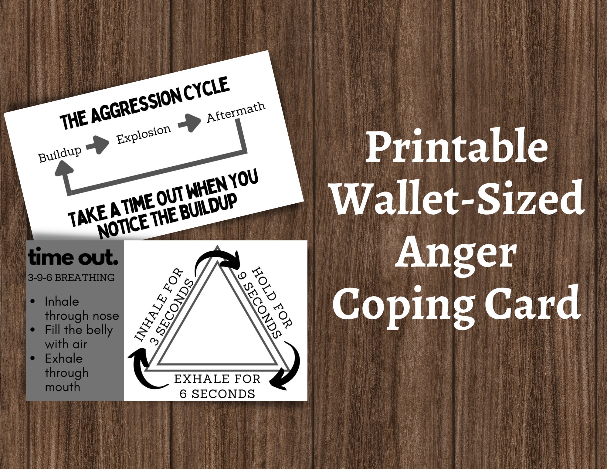 Printable Anger Management Coping Card for Adults, Wallet Sized Anger ...