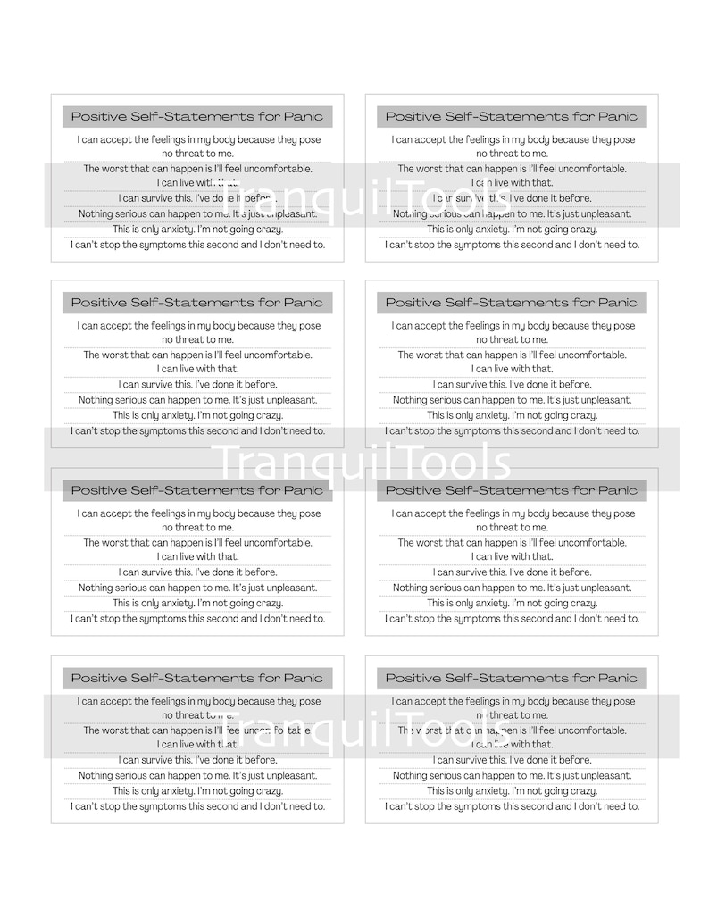 Printable Panic Attack Coping Card, Wallet Sized - Grounding Techniques ...