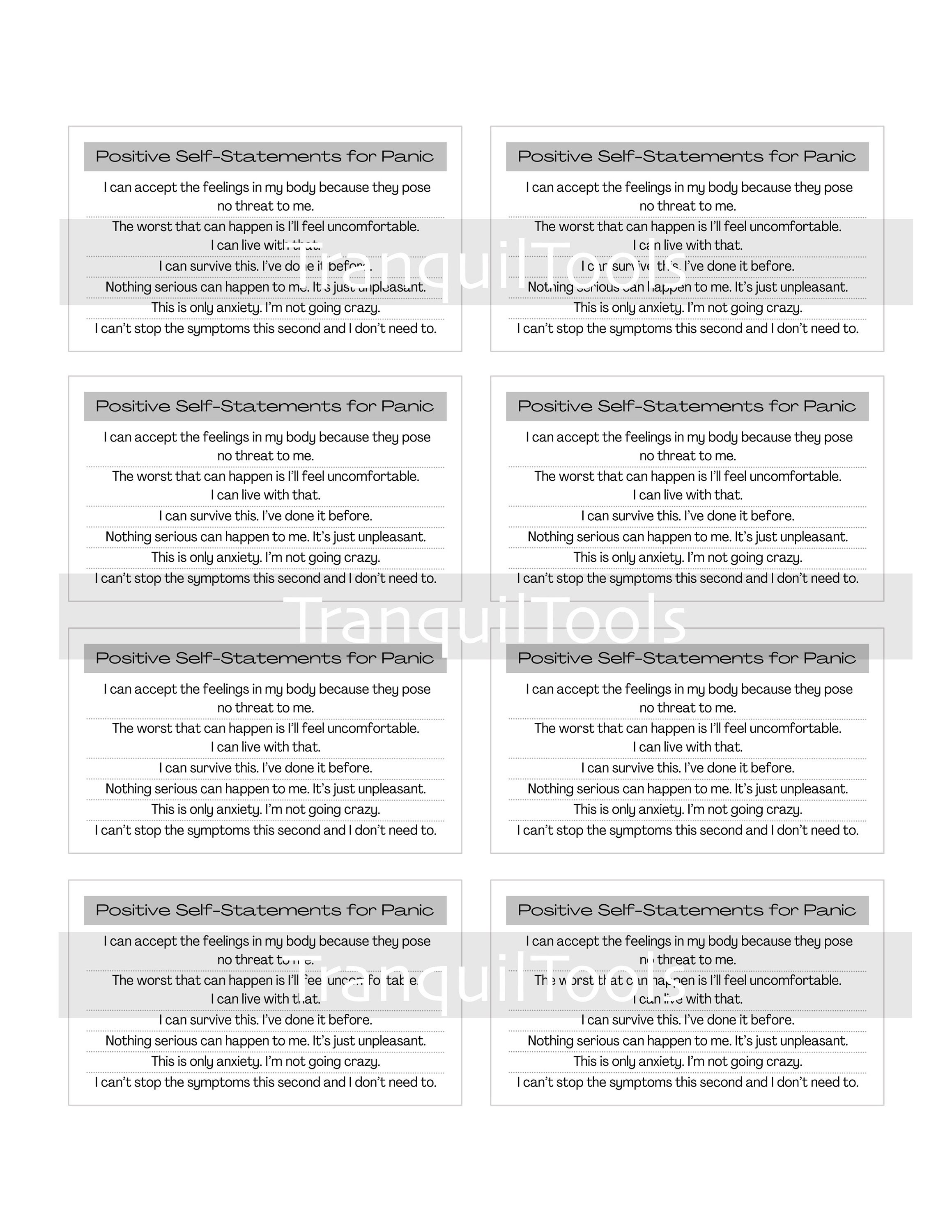 Printable Panic Attack Coping Card, Wallet Sized - Grounding Techniques ...