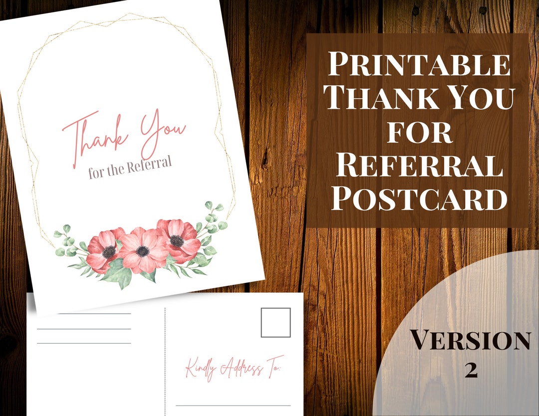 Printable Referral Postcard Referral Card Referral Thank - Etsy