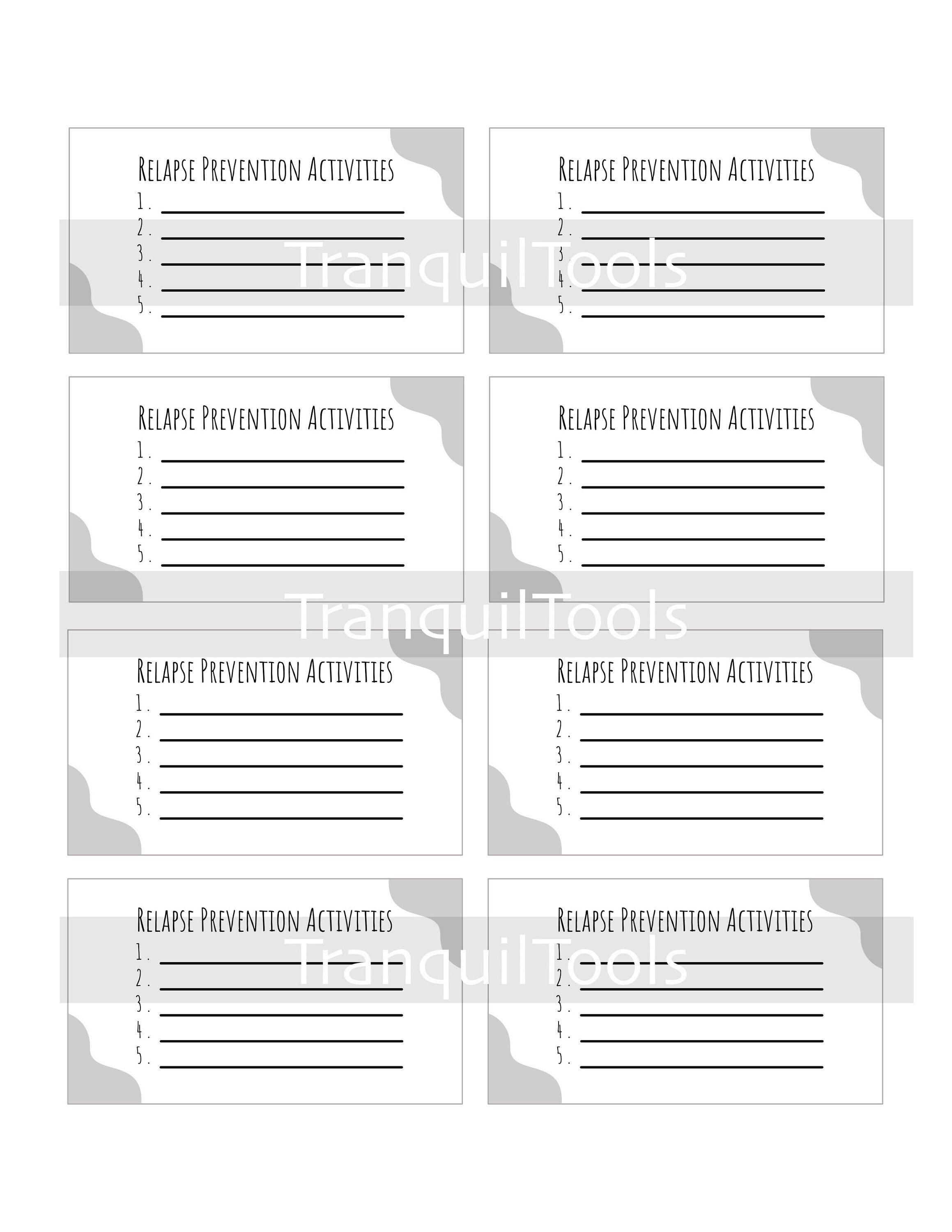 Printable Relapse Prevention Activity Card, Wallet Sized - Craving ...