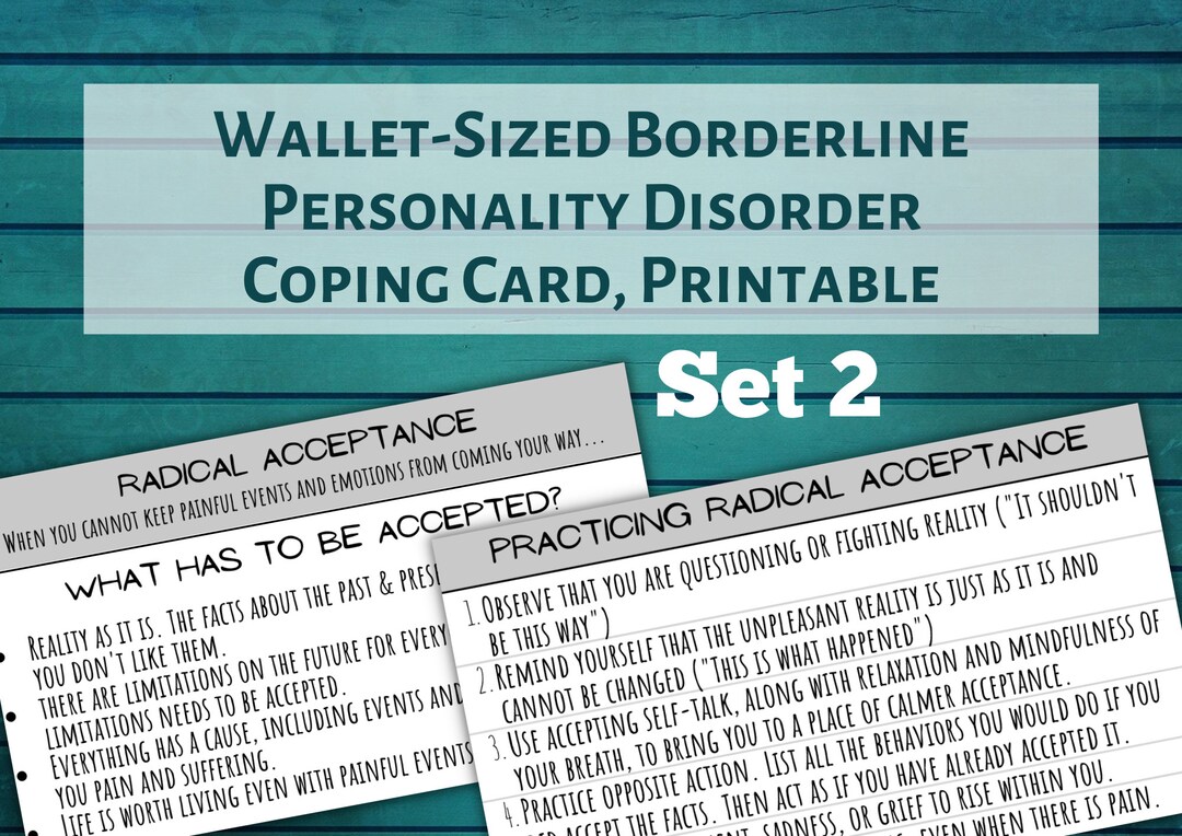 Printable Borderline Personality Disorder Coping Card, Set 2, DBT ...