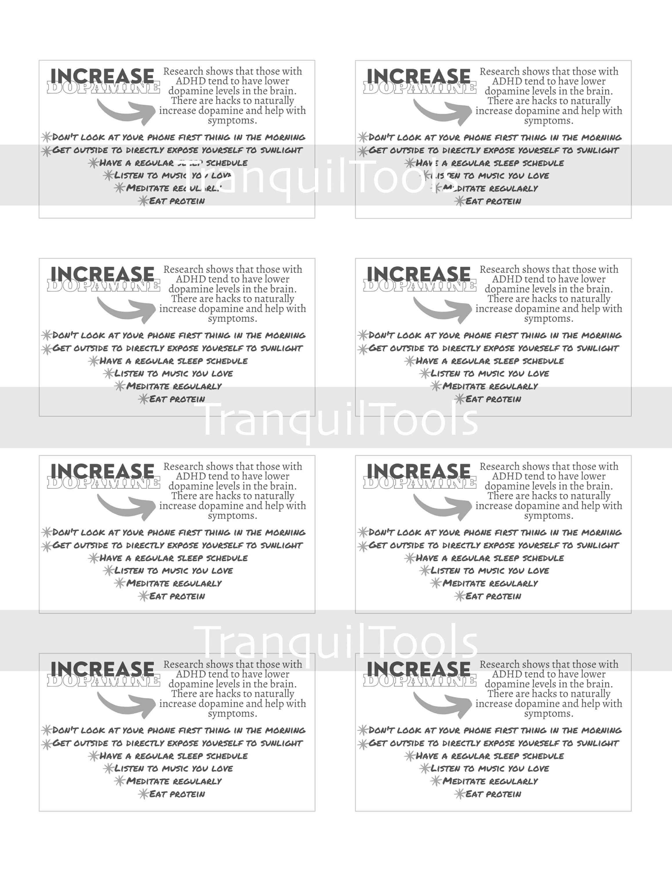 Printable ADHD Coping Skills Card, Wallet Sized, Therapist Printable ...