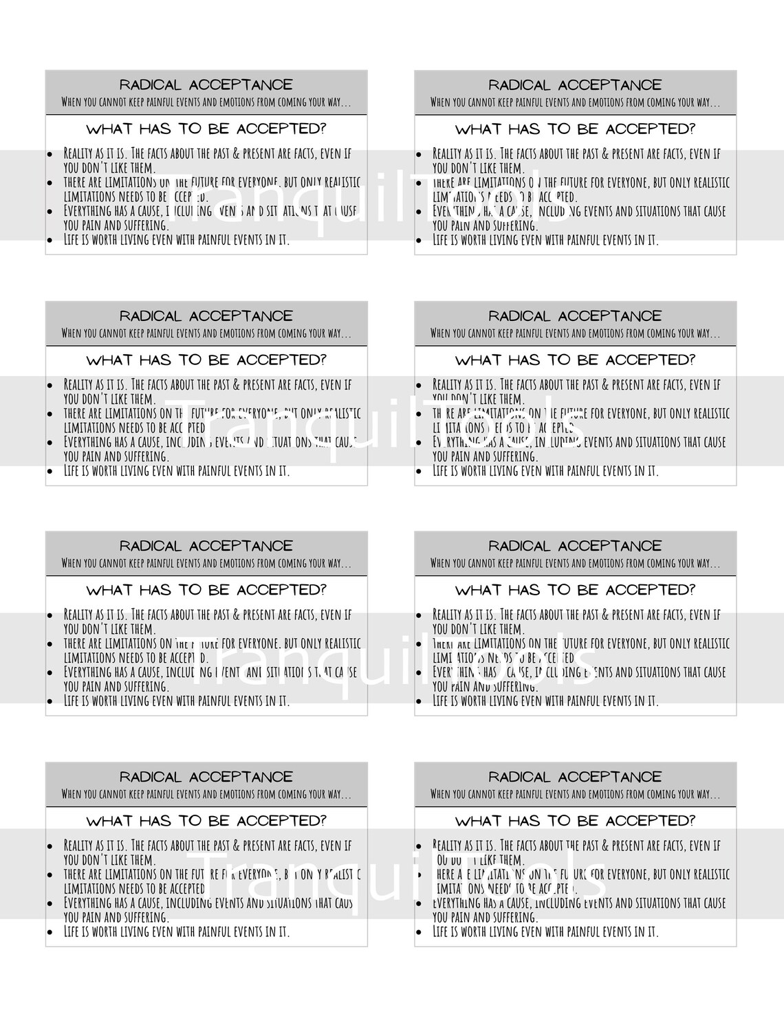 Printable Borderline Personality Disorder Coping Card, Set 2, DBT ...