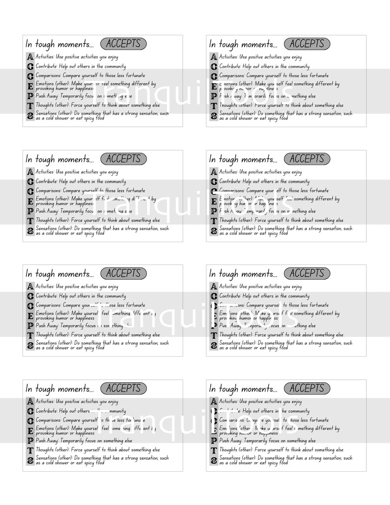 Printable Borderline Personality Disorder Coping Card, Set 3, Printable ...