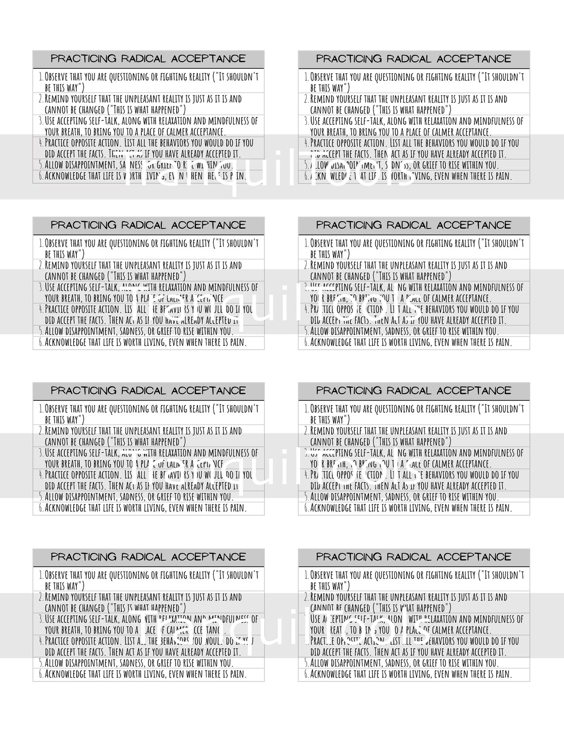 Printable Borderline Personality Disorder Coping Card, Set 2, DBT ...