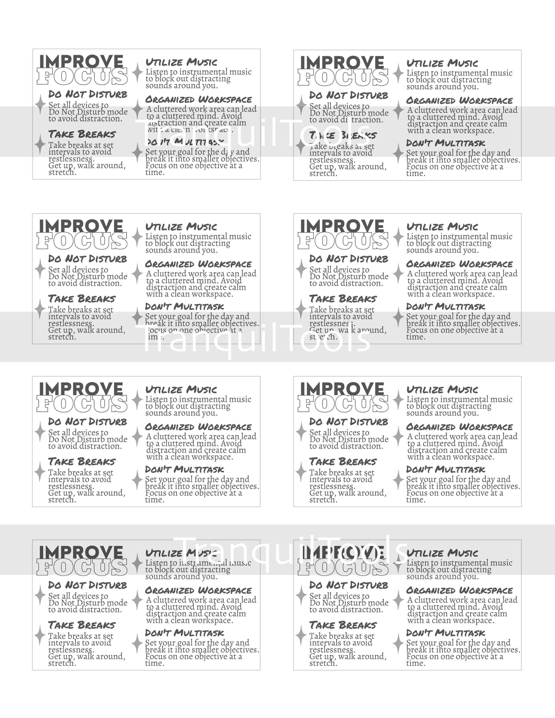 Printable ADHD Coping Skills Card, Wallet Sized, Therapist Printable ...