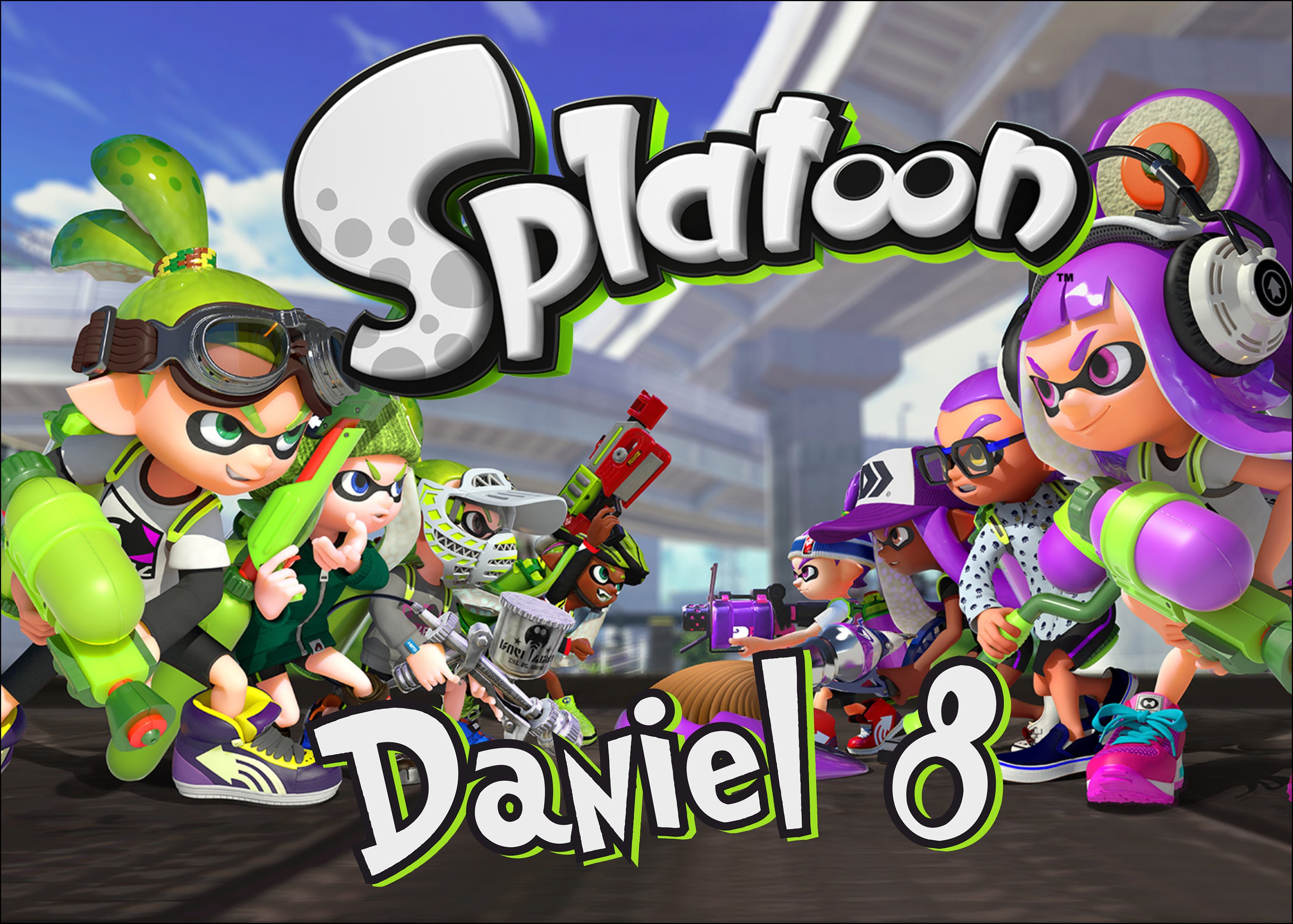 Splatoon Edible Icing Cake Topper Birthday Party Fully Personalised 10 ...