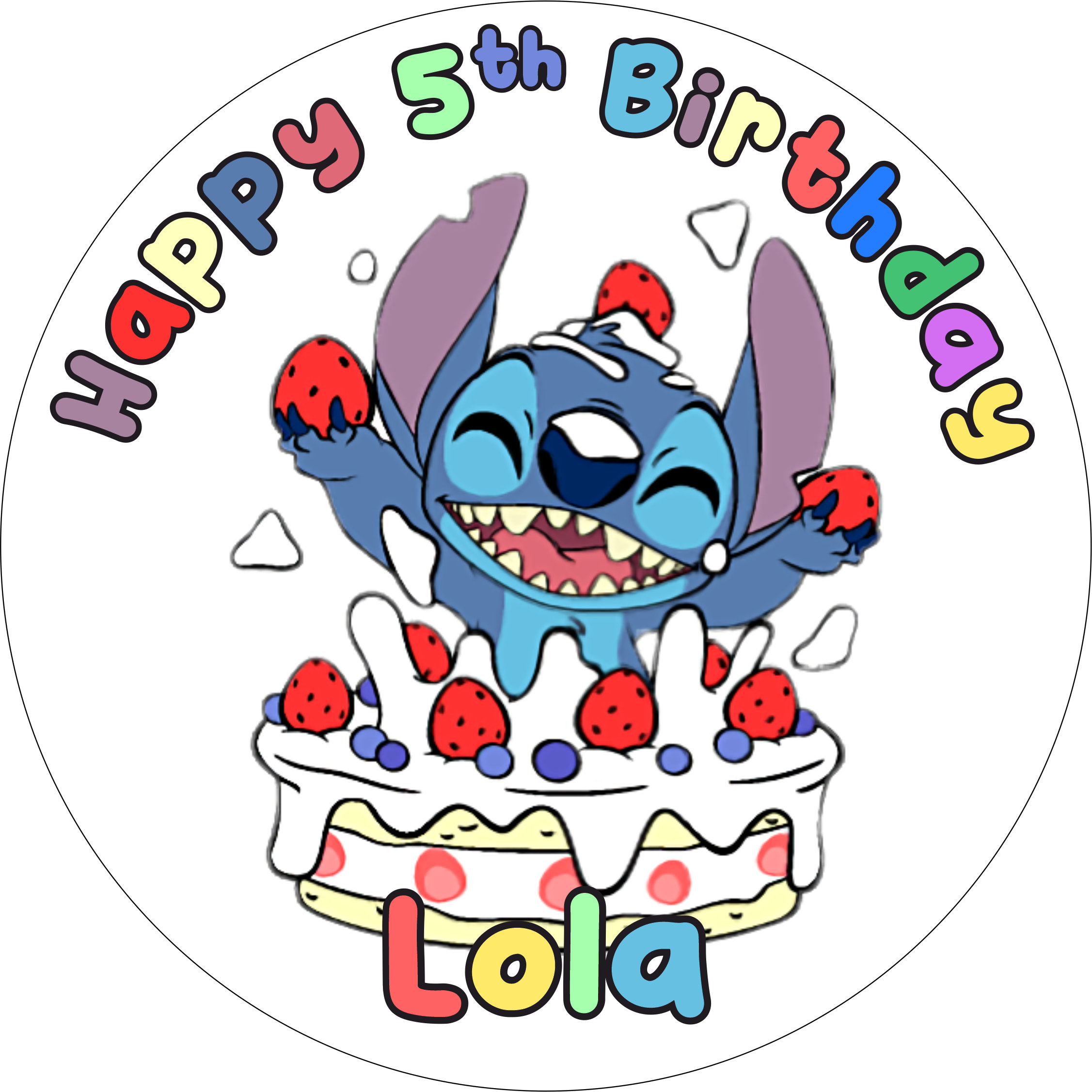 Stitch Edible Icing Cake Topper Birthday Personalised Round 7.5 - Etsy