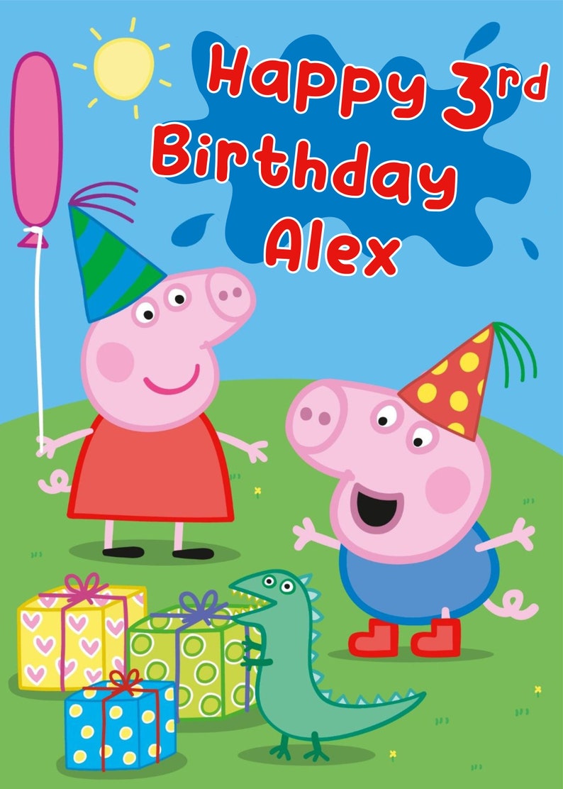 Peppa Pig George Edible Cake Topper Icing Birthday Fully Personalised ...