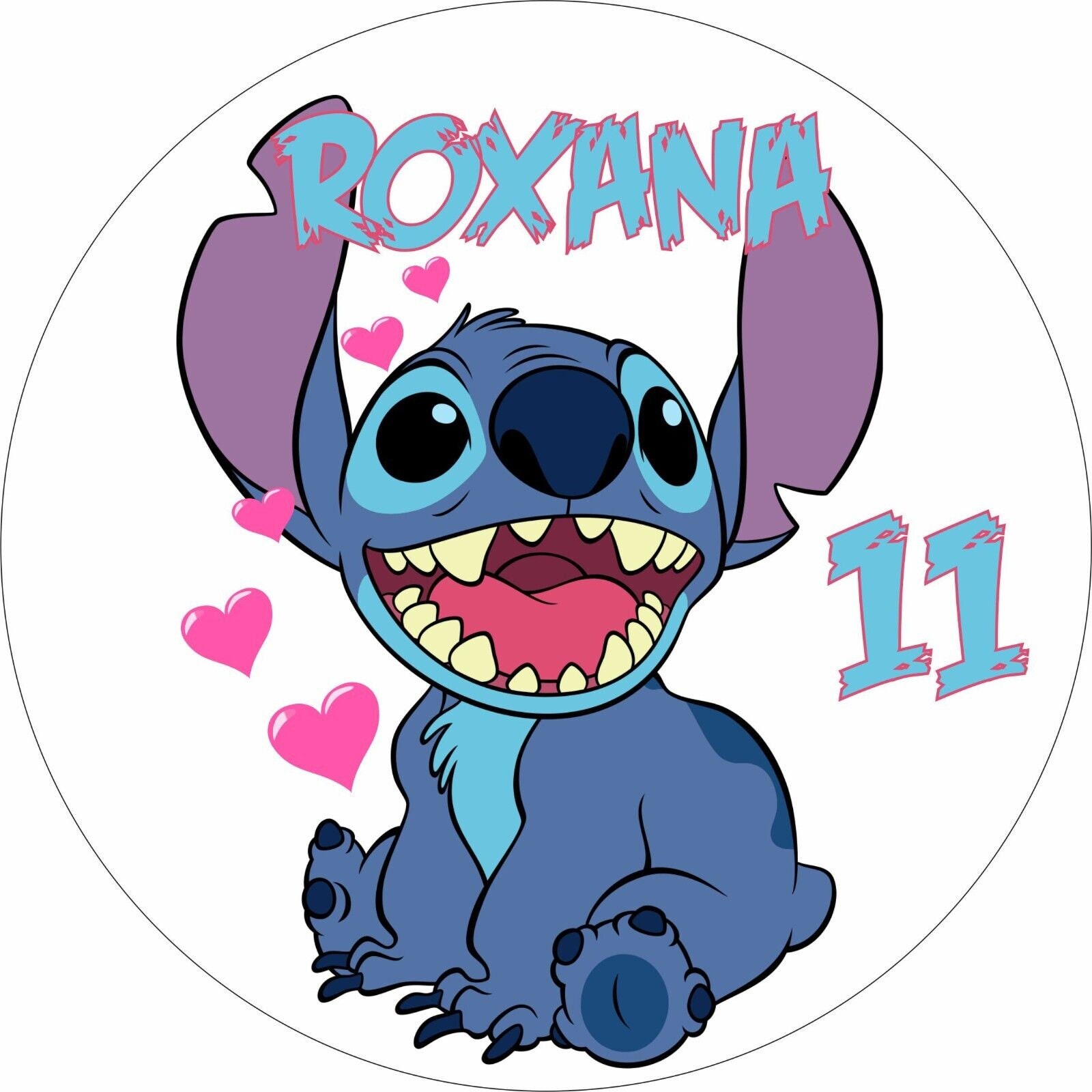 Stitch Edible Icing Cake Topper Birthday Personalised Round 7.5 - Etsy UK