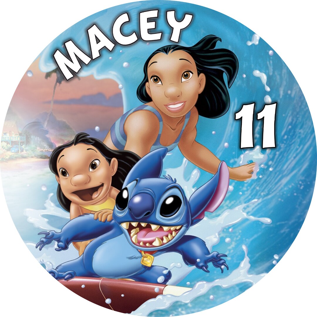 Stitch Personalised Edible Icing Cake Topper Birthday Round 7.5 - Etsy