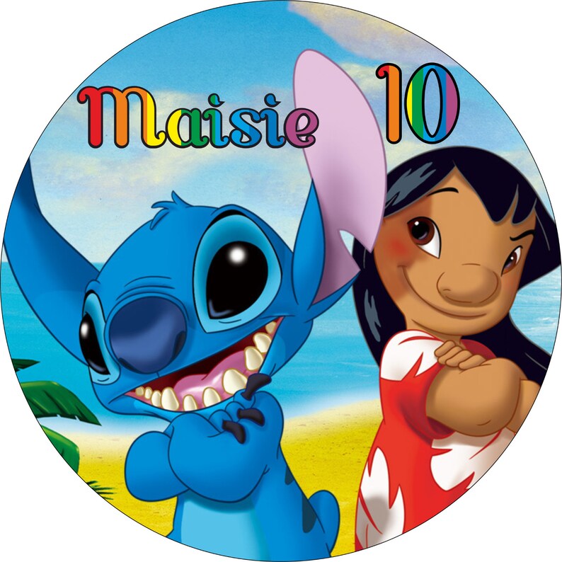 Stitch Edible Icing Cake Topper Birthday Personalised Round - Etsy