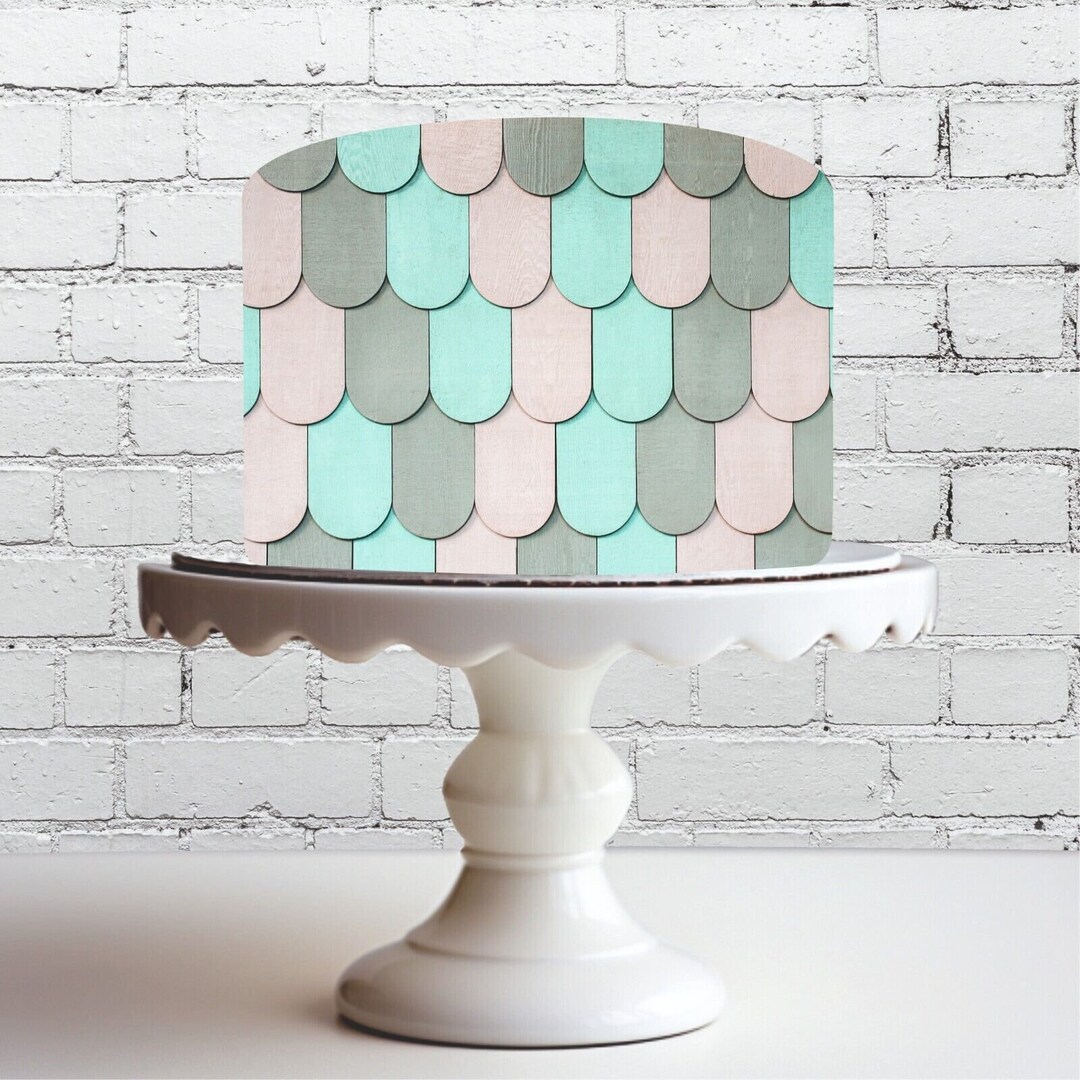 Pastel Tiles Pattern Edible Wrap Icing Sheet Around Cake Topper 11x7.5 ...