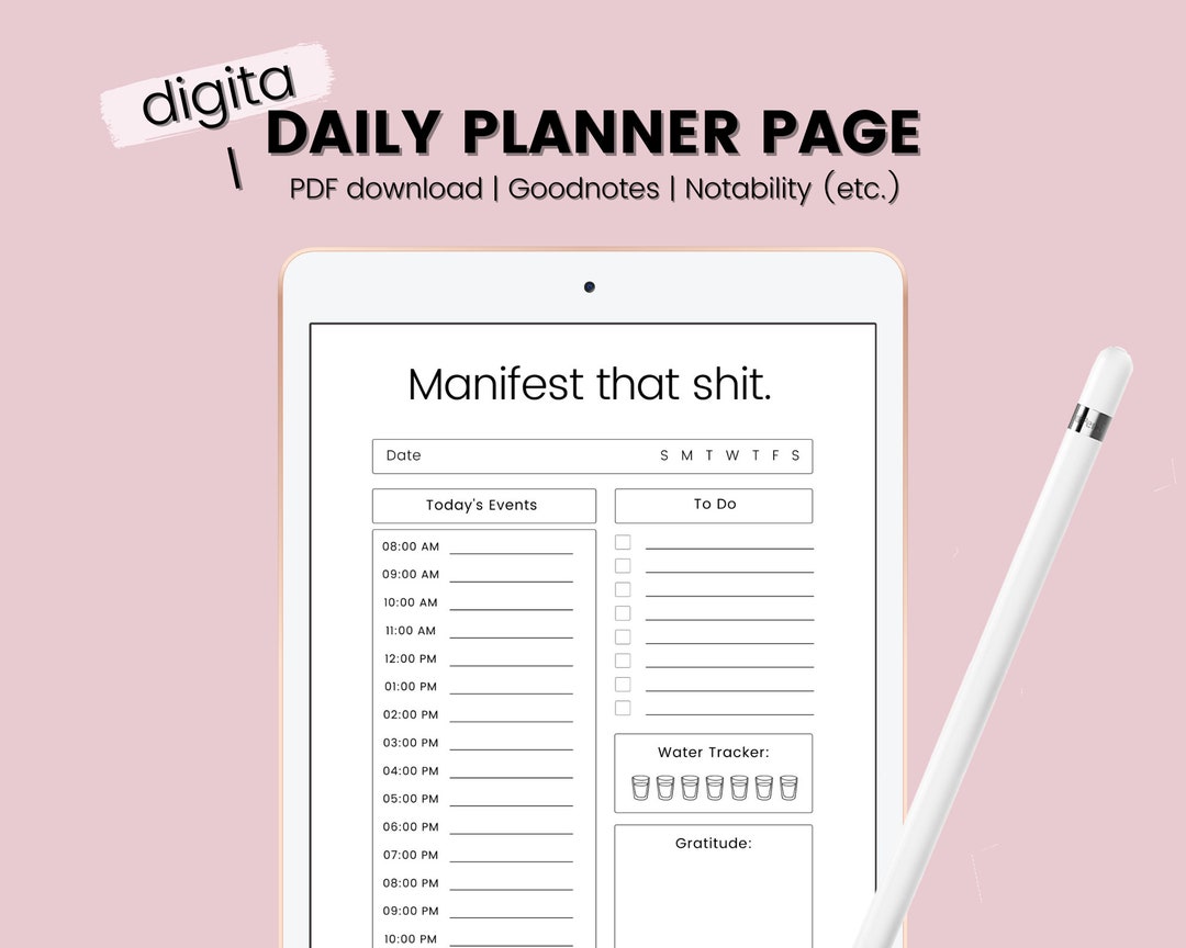 Daily Planner Page for iPad + Goodnotes | Undated Daily Planner Page ...