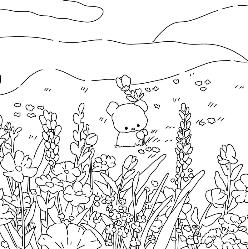 Flower Fields | Adult Coloring Pages, Printable Coloring - Etsy