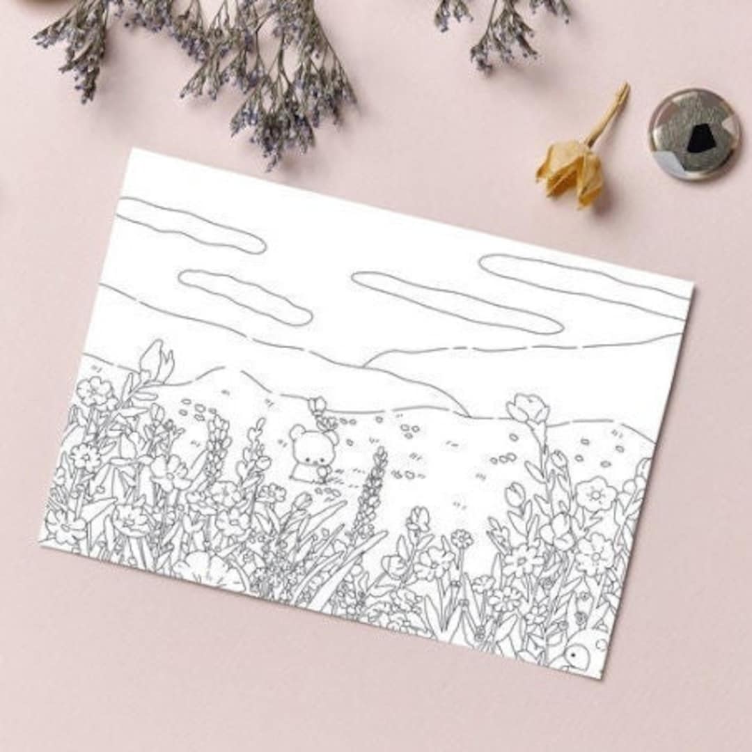 Flower Fields | Adult Coloring Pages, Printable Coloring - Etsy