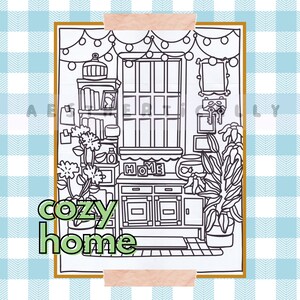 Cozy Spaces Coloring Pages for Adults Stress Relief Therapy Relaxation ...