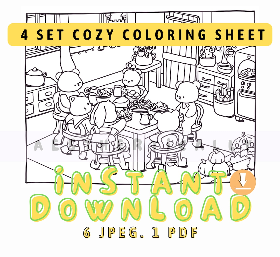 Cozy Coloring Book for Adult Cottage Core Pages Fall Coloring Autumn ...