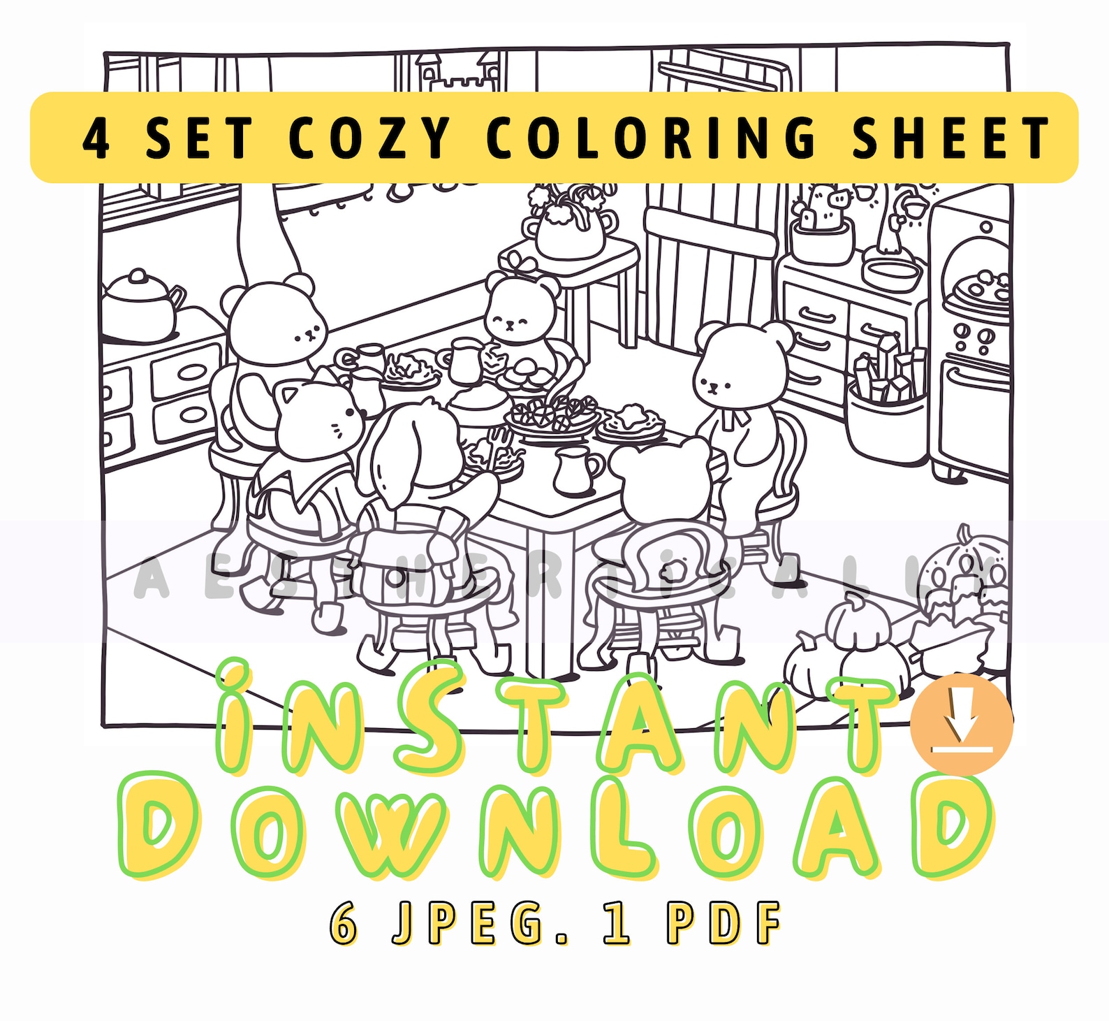 Cozy Coloring Book for Adult Cottage Core Pages Fall Coloring Autumn ...