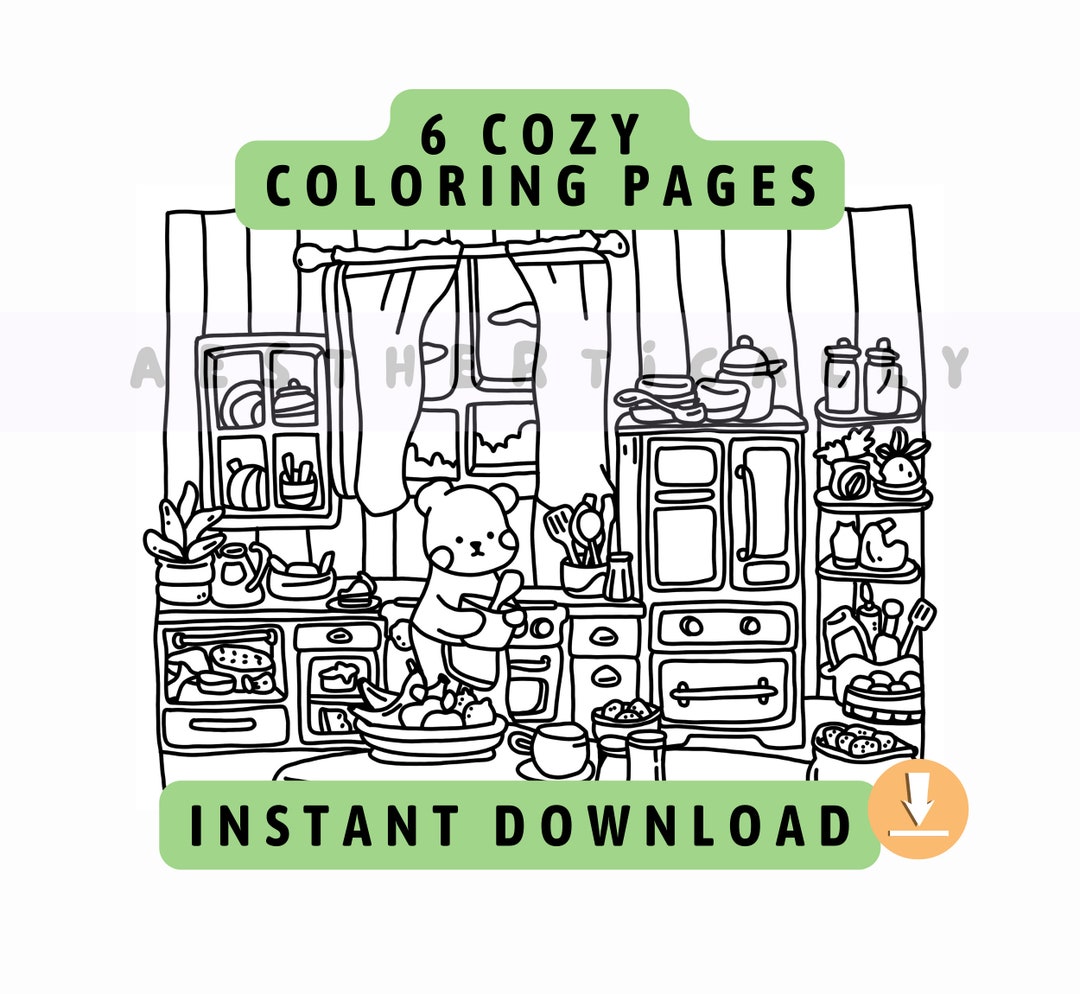 Cozy Coloring Book for Adult Cottage Core Pages Shabby Chic Coloring ...