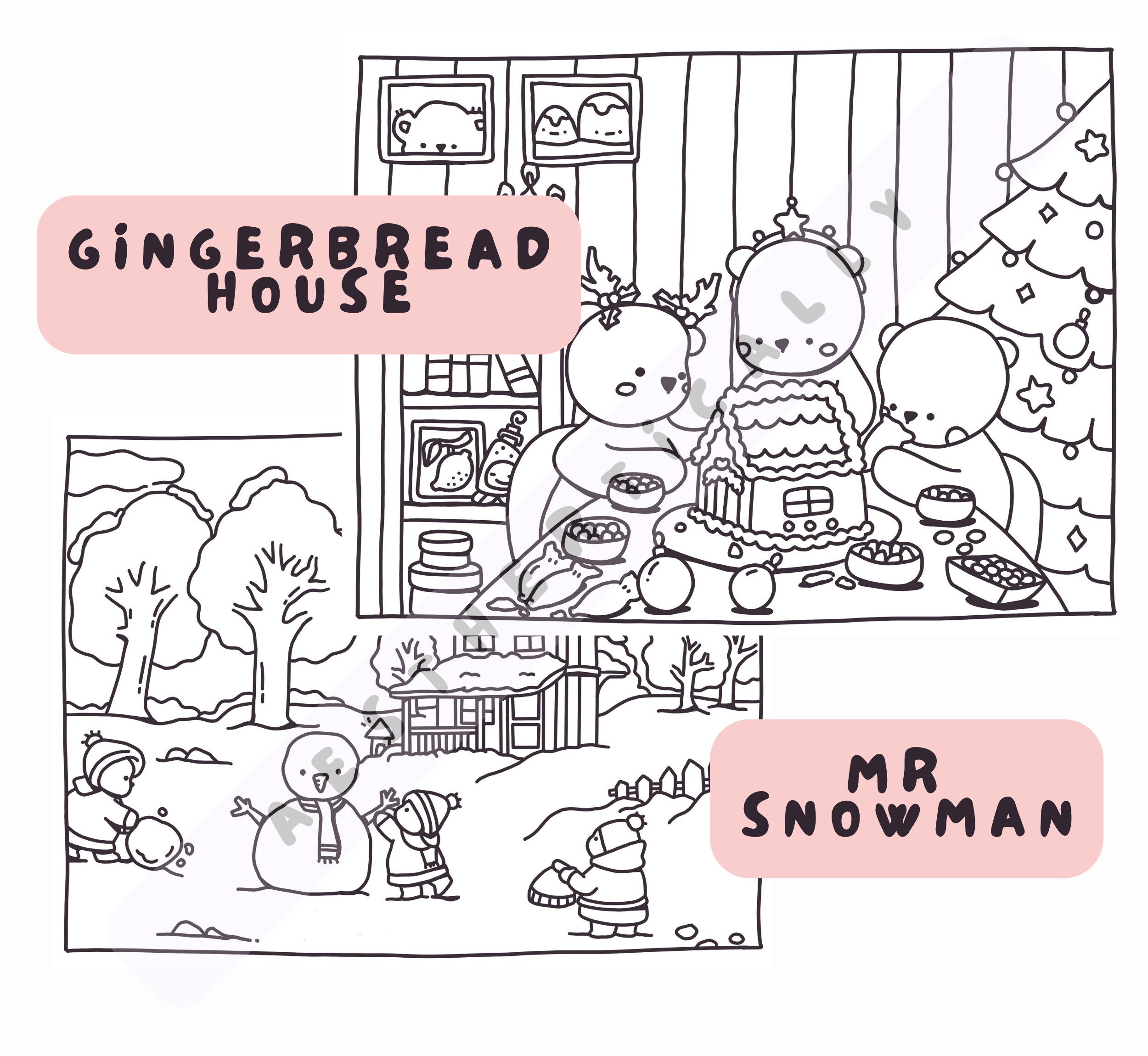 Adult Coloring Page : Cozy Christmas Days, Winter Time Cozy Coloring on ...