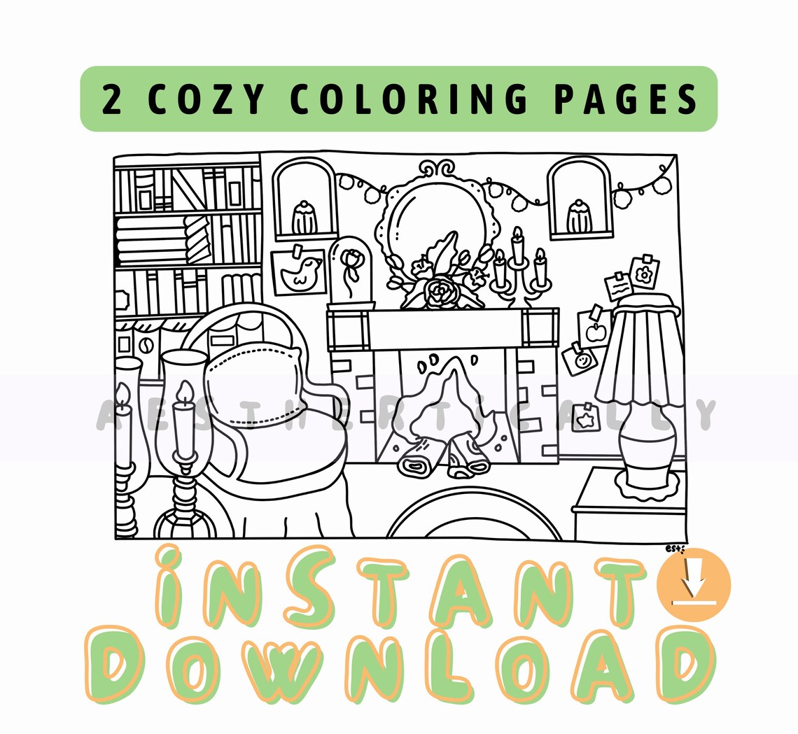 2 Cute Printable Coloring Pages - Etsy