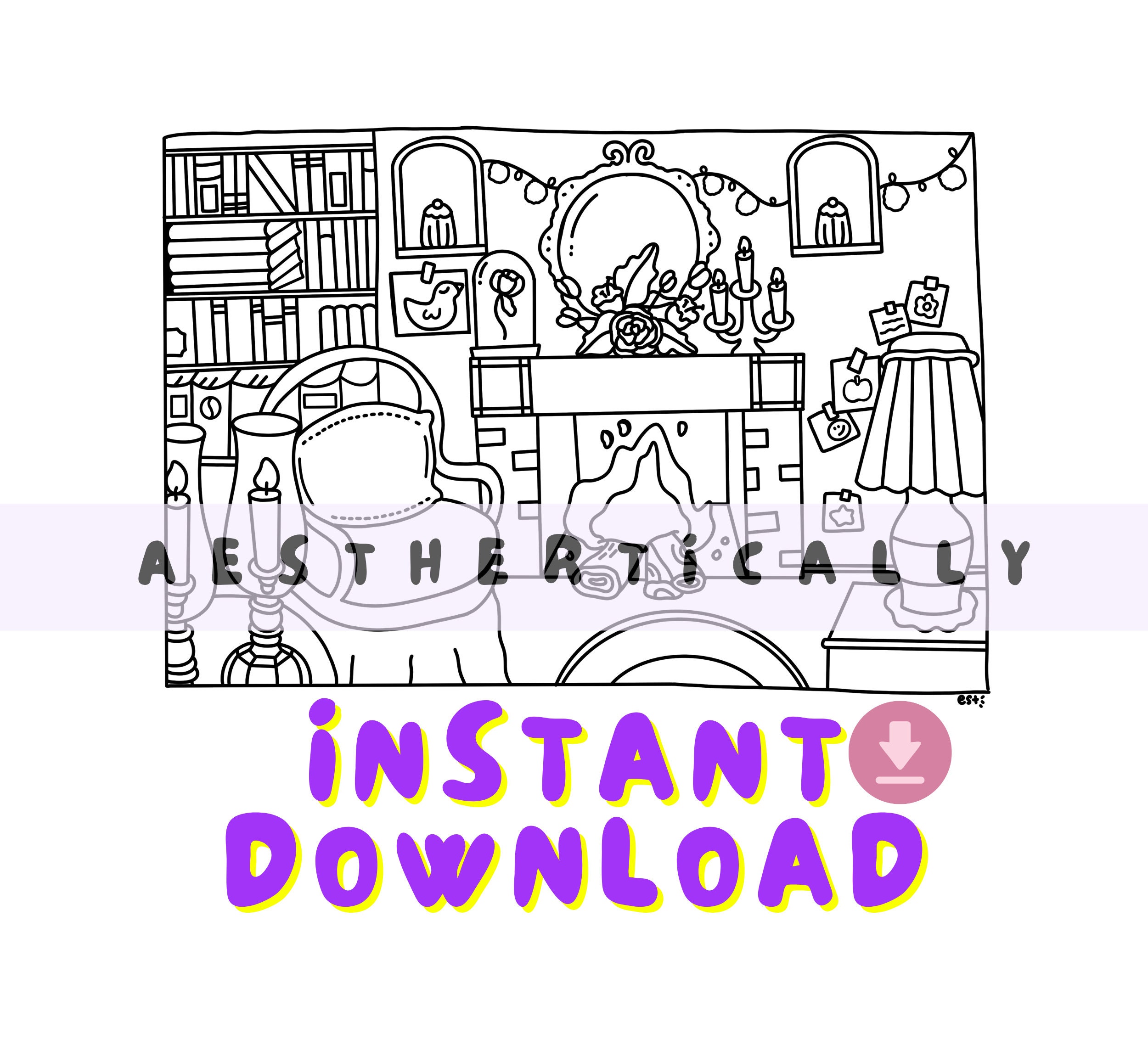 Cozy Coloring Page for Adults Coloring Pages for Kids - Etsy