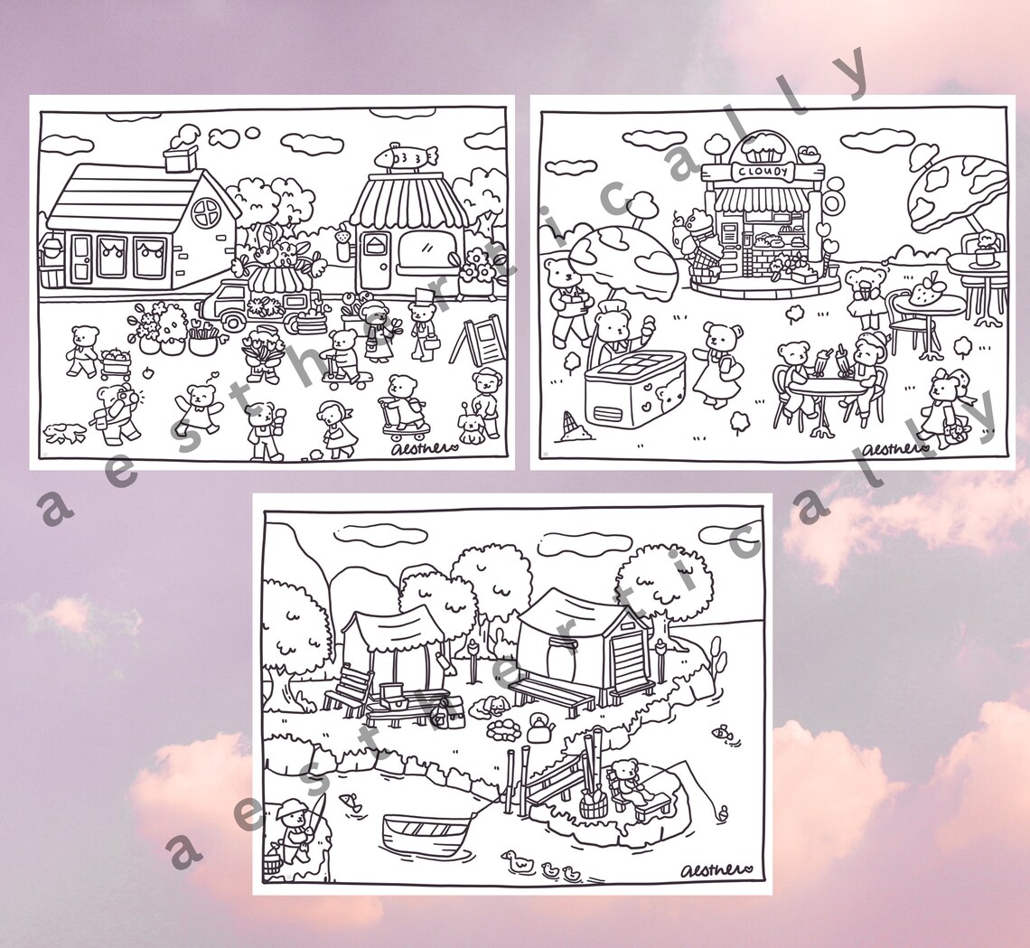 Coloring Book for Adult Cozy Coloring Pages for Stress Relief - Etsy