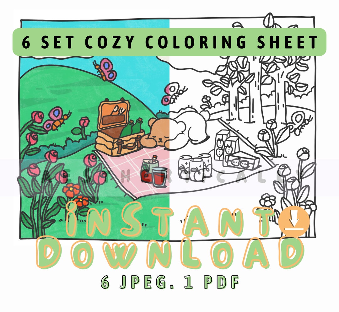 Cozy Coloring Book for Adult Cottage Core Pages Shabby Chic Coloring ...