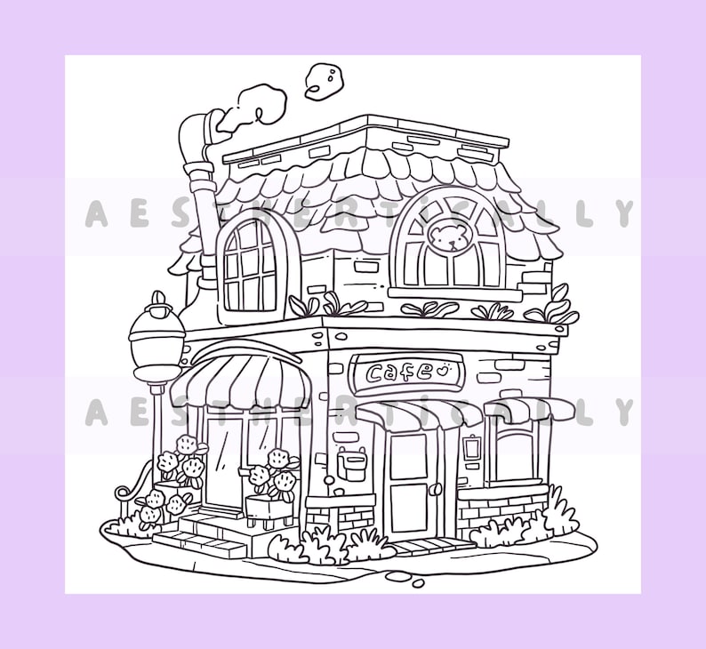 Cozy Building Coloring Pages for Adult Coloring for Relief Stress ...